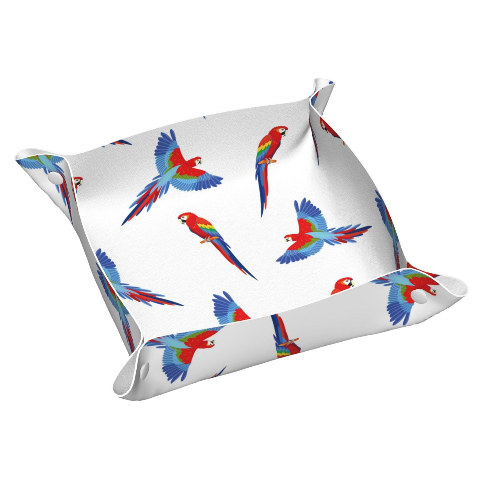 Valet Tray, Colorful Cute Macaw Parrot Faux Leather Desk Tray Vanity ...