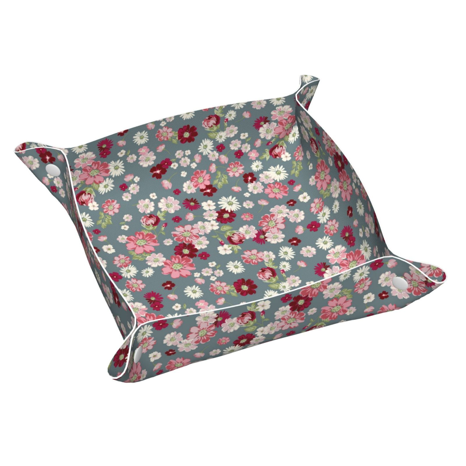 Valet Tray, Colorful Daisies Flowers Faux Leather Desk Tray Vanity Tray ...