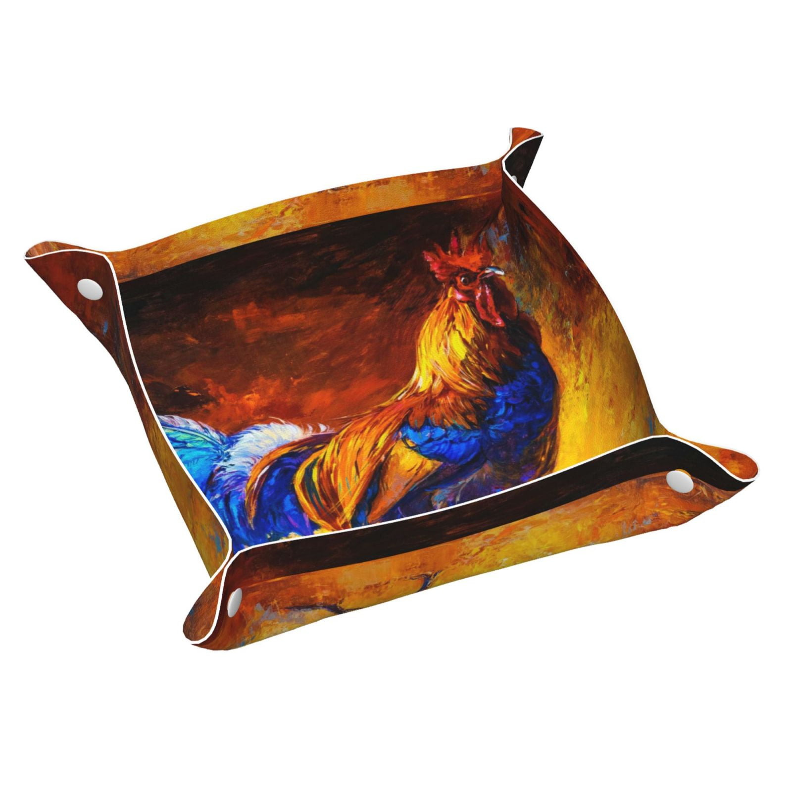 Valet Tray, Colorful Rooster Faux Leather Desk Tray Vanity Tray Night ...