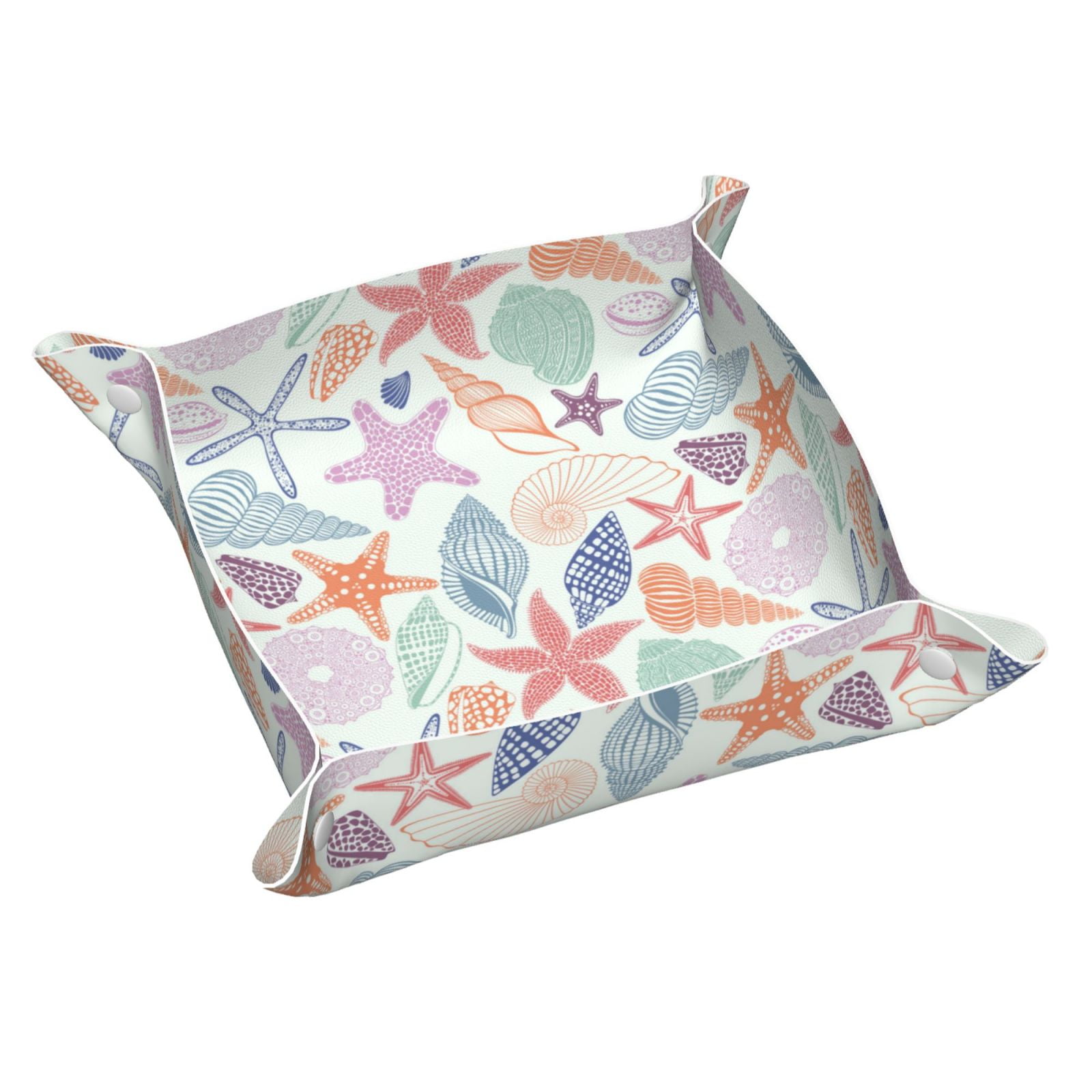 Valet Tray, Colorful Seashells Faux Leather Desk Tray Vanity Tray Night ...