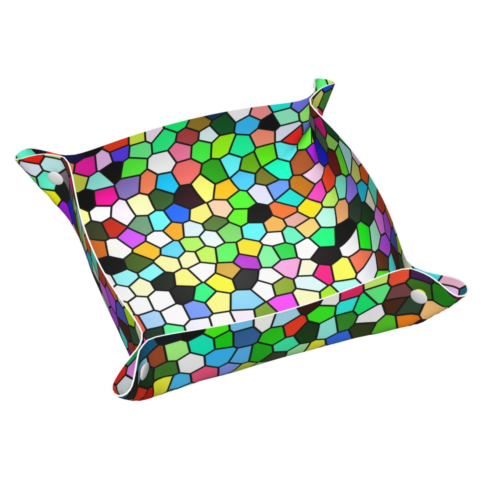 Valet Tray, Colorful Tie Dye Stained Glass Faux Leather Desk Tray ...