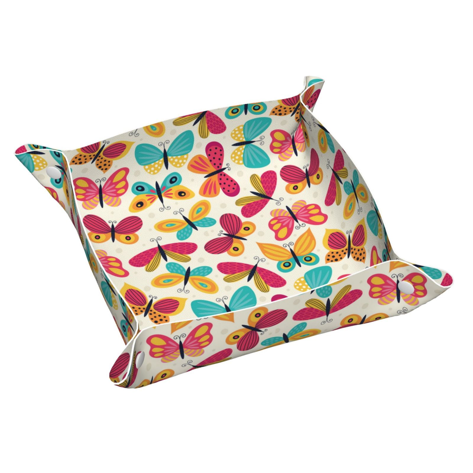 Valet Tray, Colorful butterflies A Faux Leather Desk Tray Vanity Tray ...