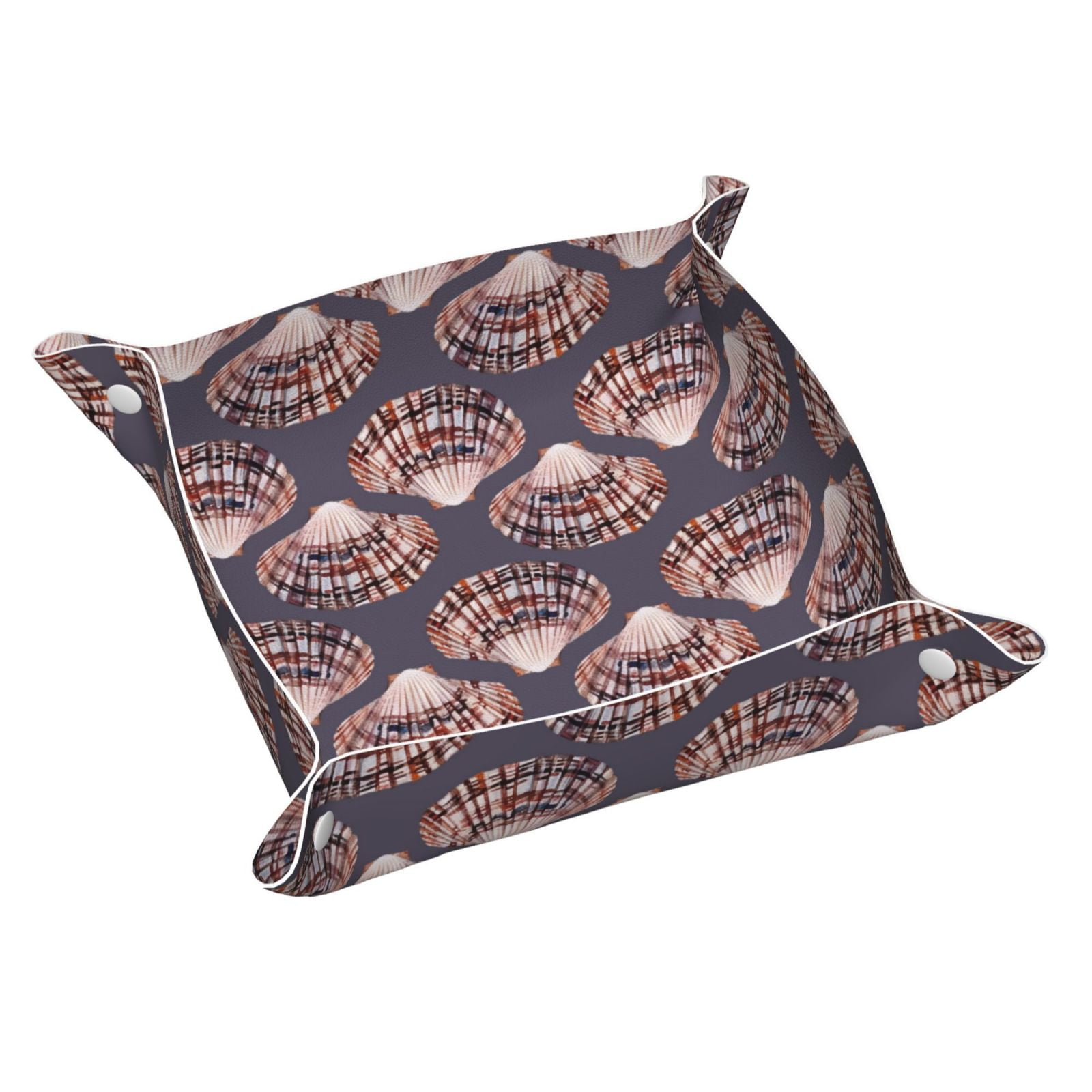 Valet Tray, Conch Shells Print No.9084 Faux Leather Desk Tray Vanity ...
