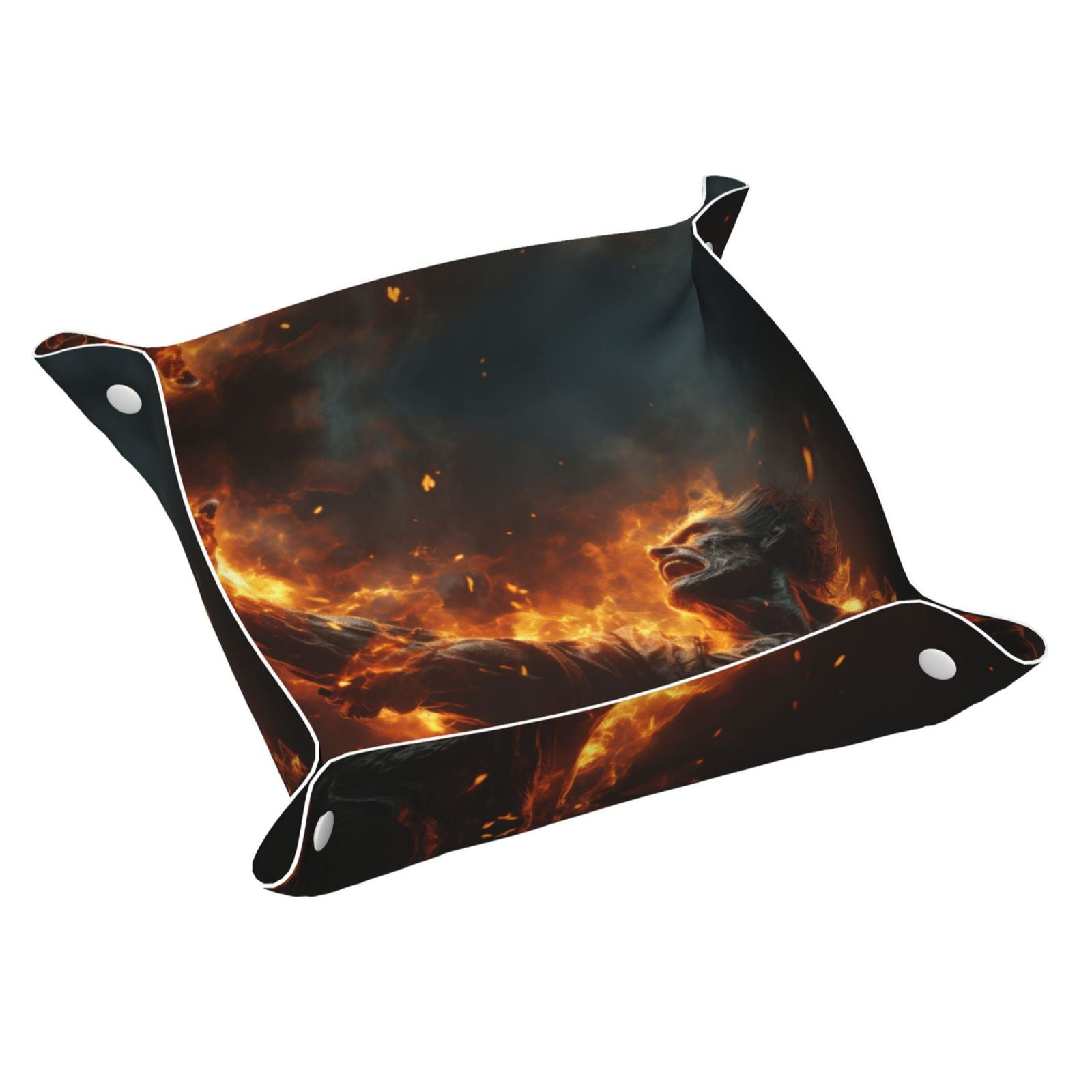 Valet Tray, Cool Fire Man Faux Leather Desk Tray Vanity Tray Night ...