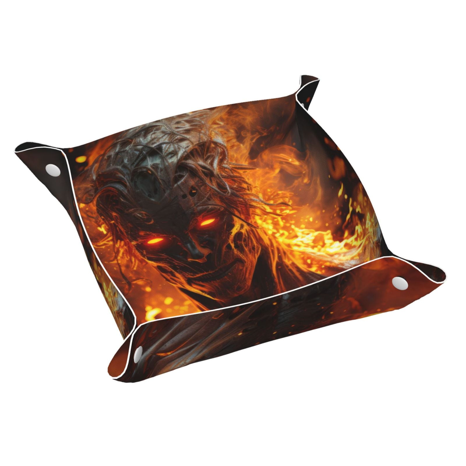 Valet Tray, Cool Fire Red-Eyed Warrior Faux Leather Desk Tray Vanity ...