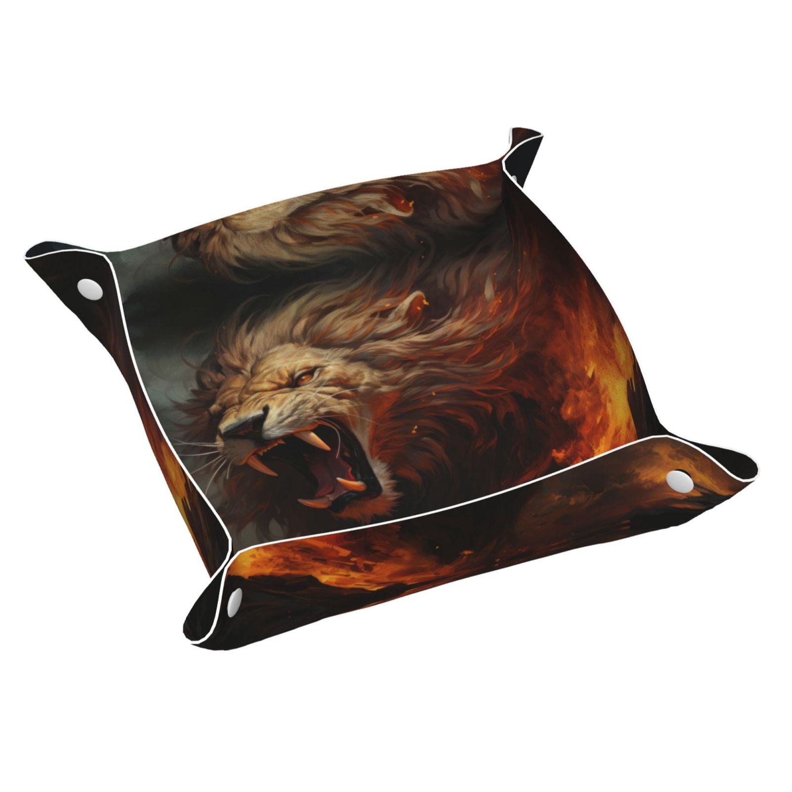 Valet Tray, Cool Flame Lion A Faux Leather Desk Tray Vanity Tray Night ...