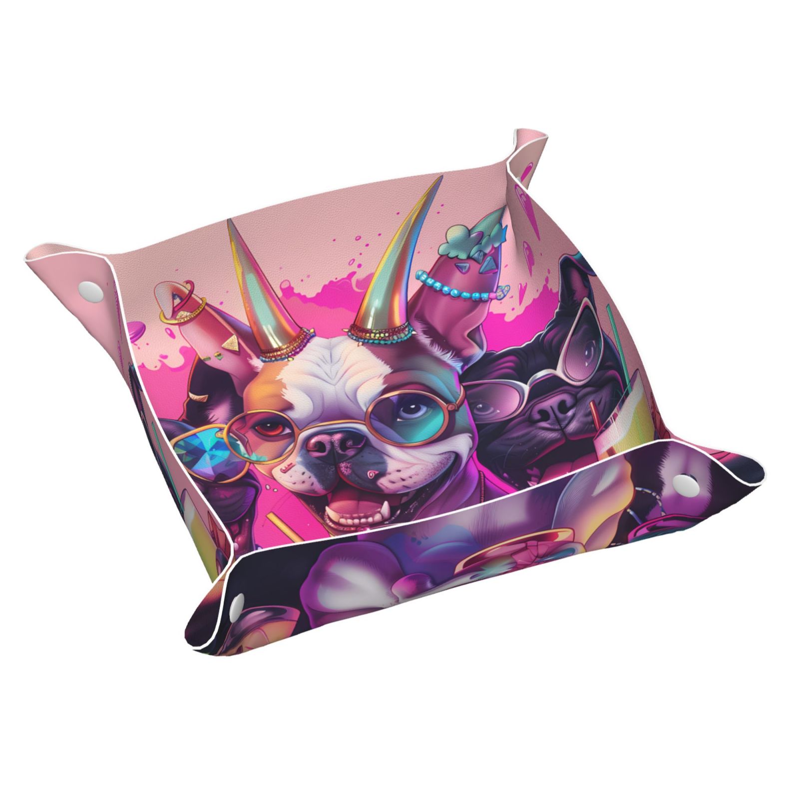 Valet Tray, Cool French Bulldog No.121 Faux Leather Desk Tray Vanity ...