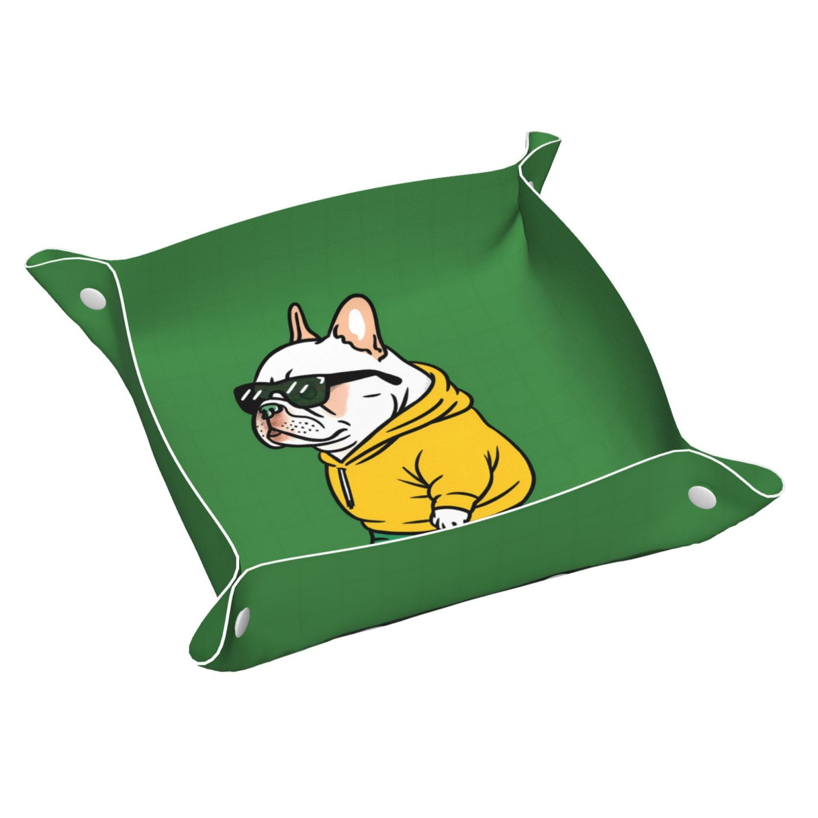 Valet Tray, Cool Skateboarding Bulldog Faux Leather Desk Tray Vanity ...