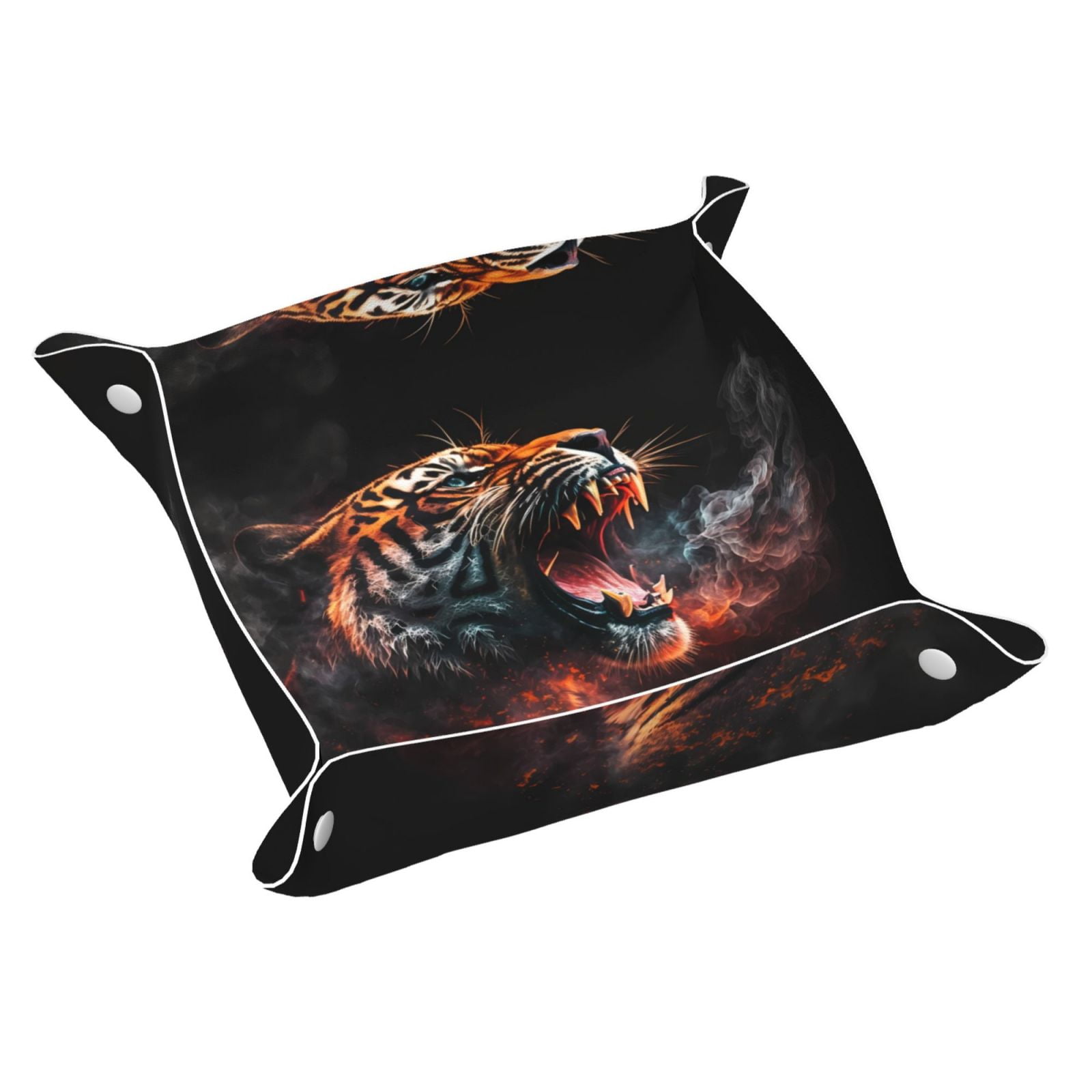 Valet Tray, Cool Tiger Faux Leather Desk Tray Vanity Tray Night Stand ...