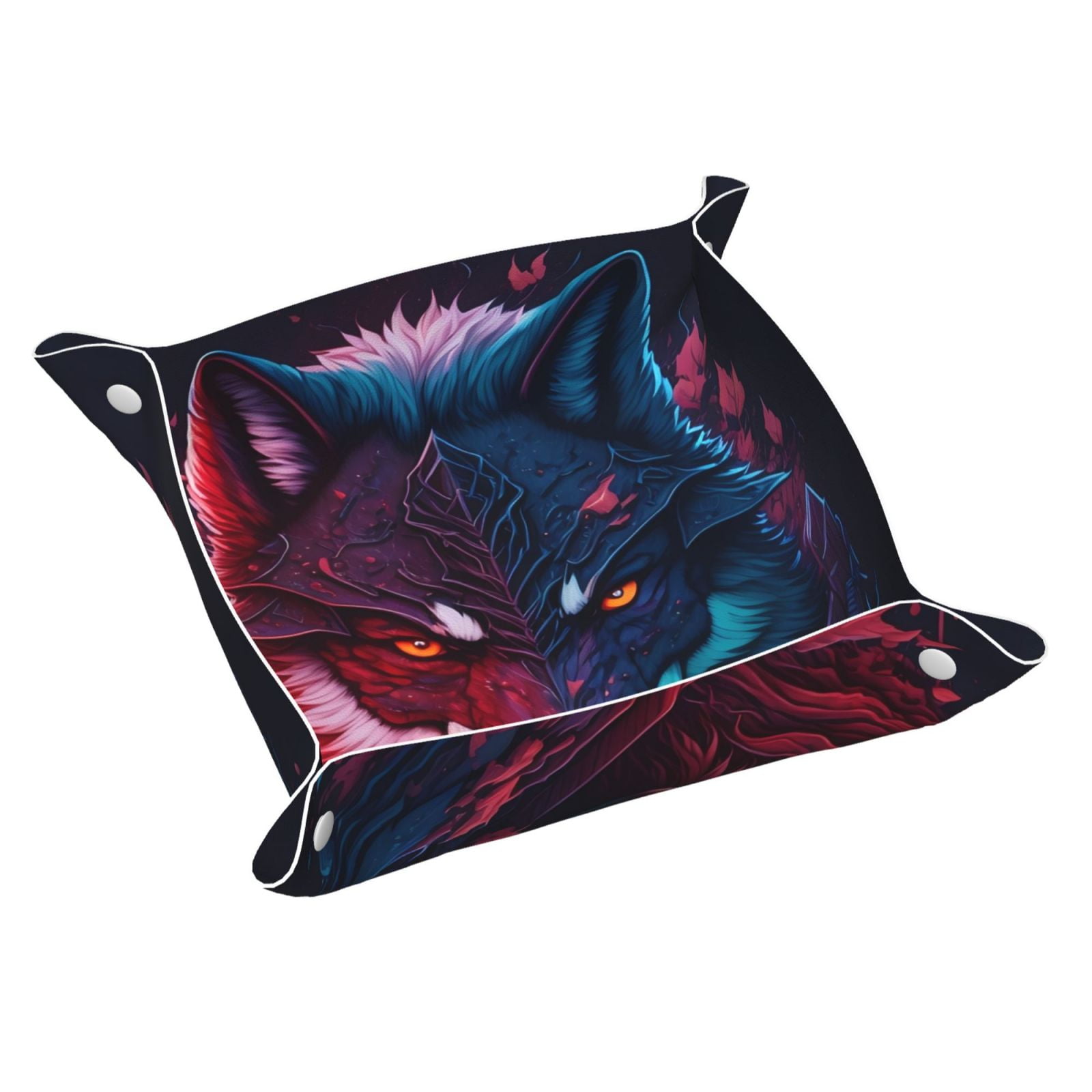 Valet Tray, Cool Wolf Head Faux Leather Desk Tray Vanity Tray Night ...
