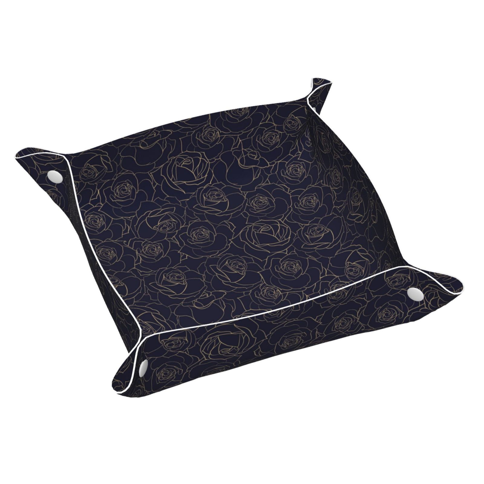 Valet Tray, Copper-Gold Gloss Outline Rose1 Faux Leather Desk Tray ...