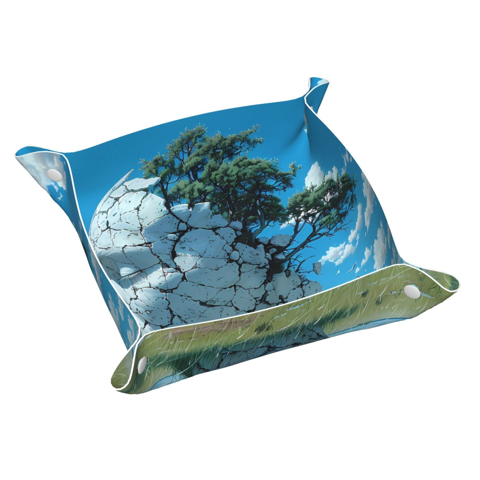 Valet Tray, Cracked Earth Head Tree Faux Leather Desk Tray Vanity Tray ...