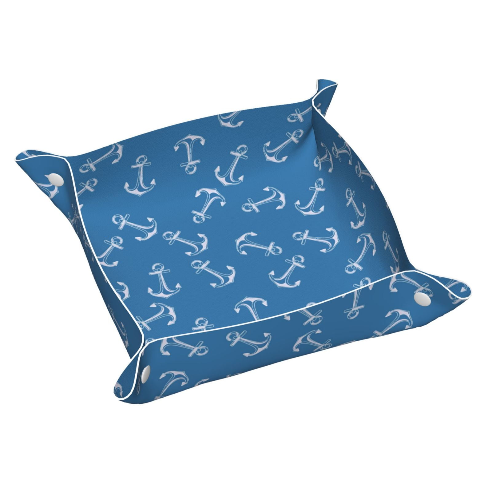 Valet Tray, Creative anchor blue cartoon Faux Leather Desk Tray Vanity ...