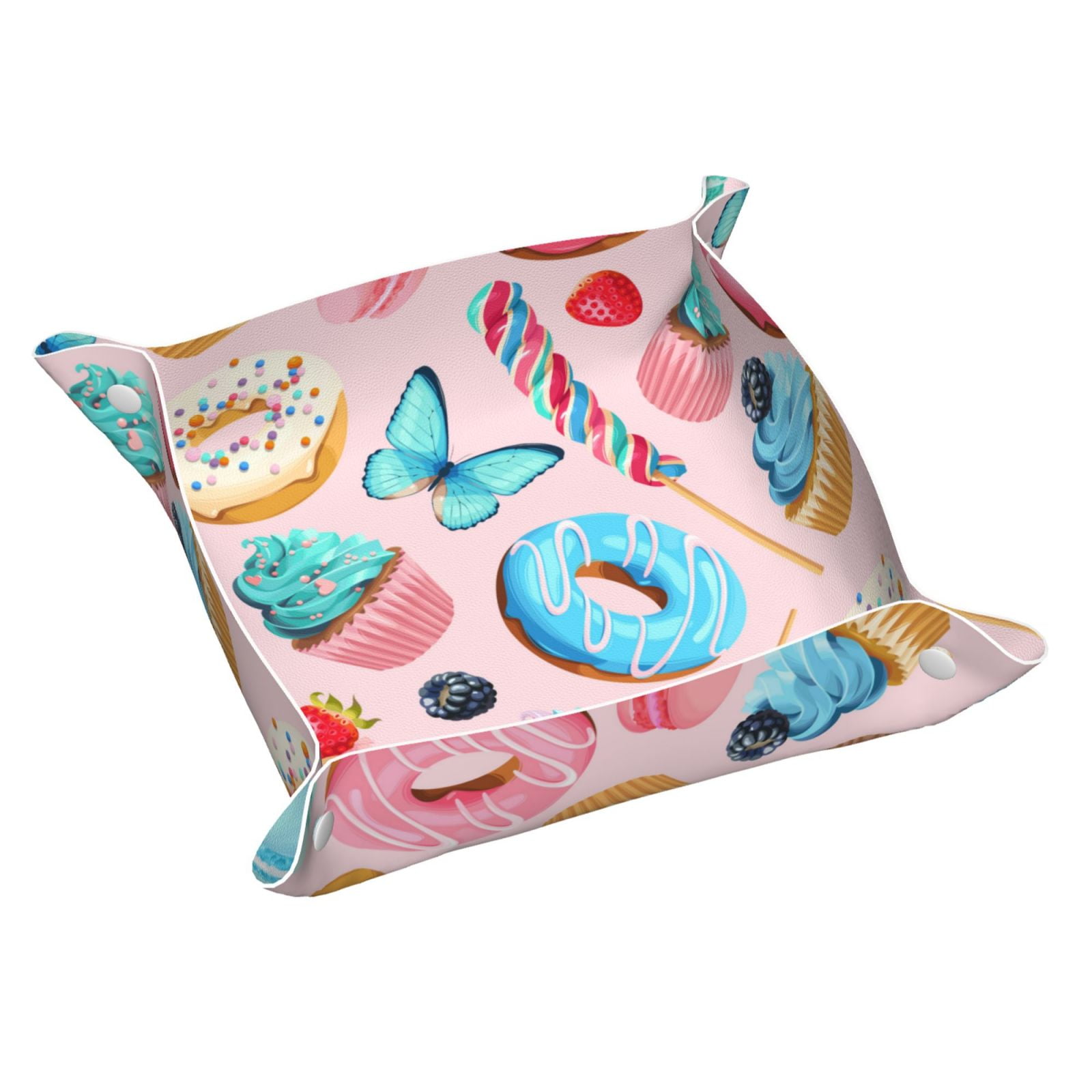 Valet Tray, Cupcakes and Donuts Faux Leather Desk Tray Vanity Tray ...