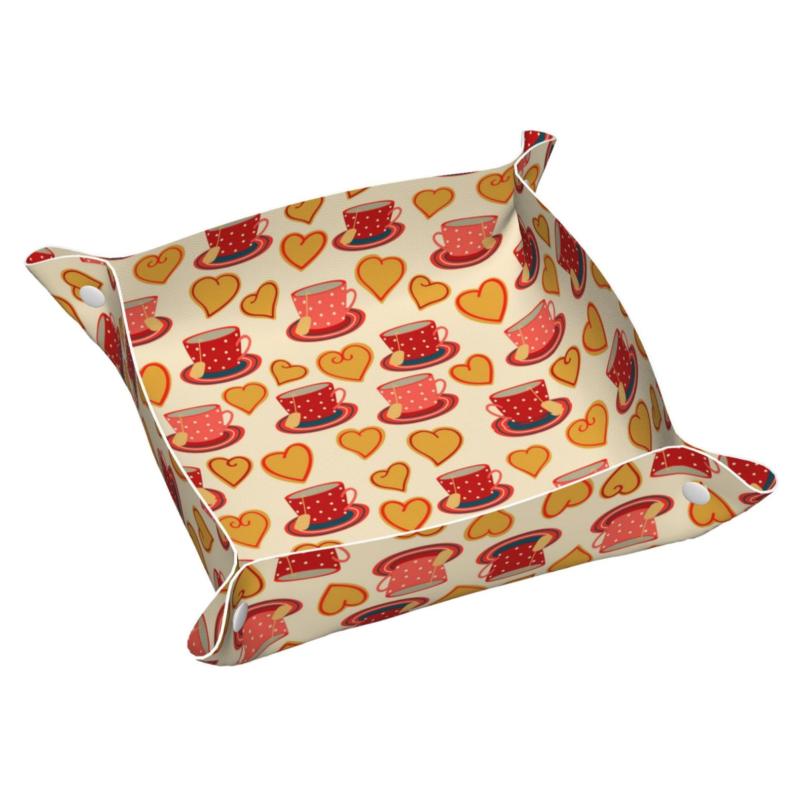 Valet Tray, Cups of Tea Faux Leather Desk Tray Vanity Tray Night Stand ...