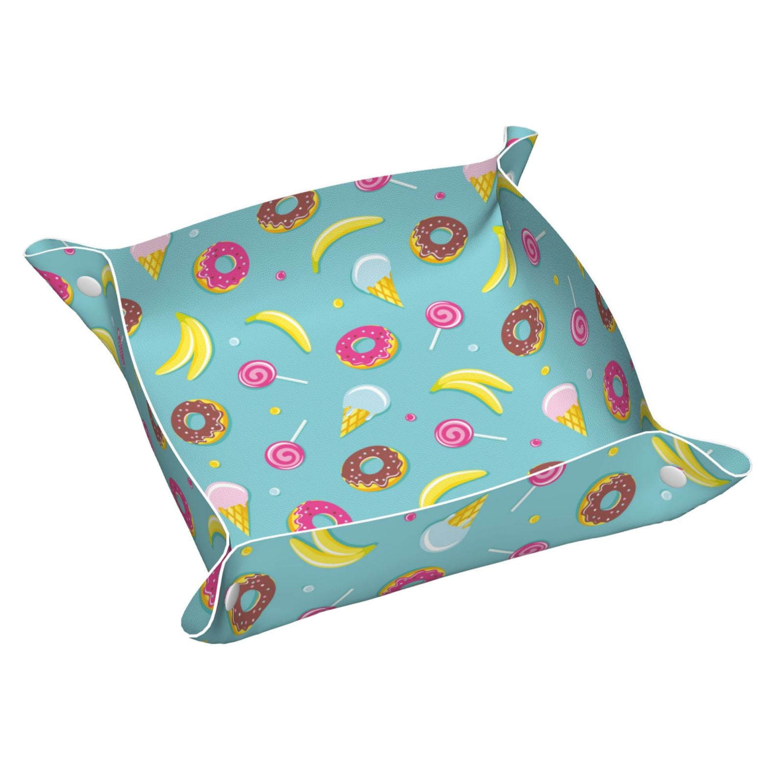 Valet Tray, Cute Banana Candy Ice Cream Faux Leather Desk Tray Vanity ...