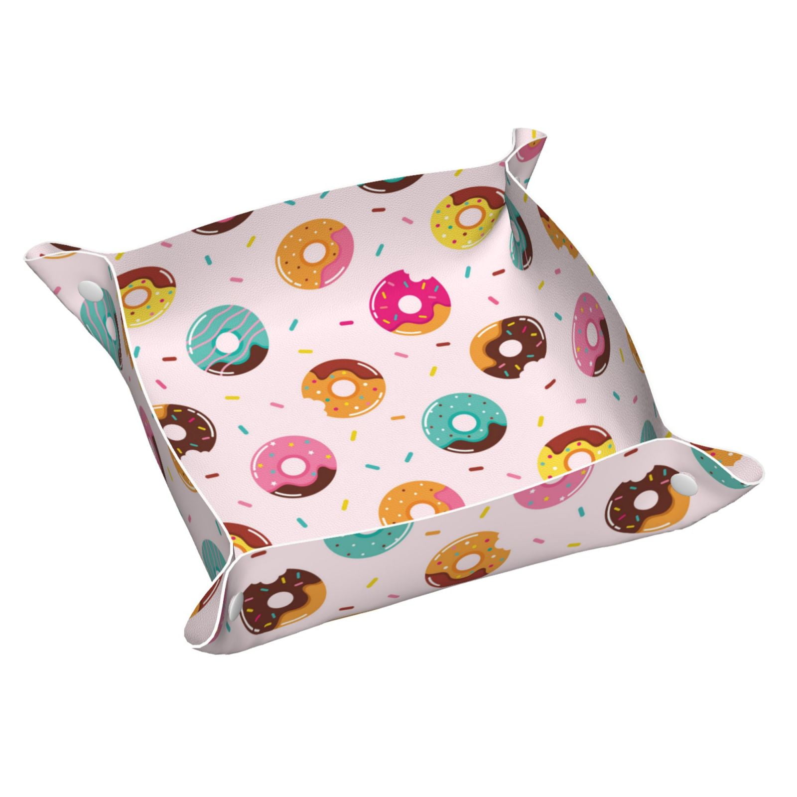 Valet Tray, Cute Cartoon Mini Donut Faux Leather Desk Tray Vanity Tray ...