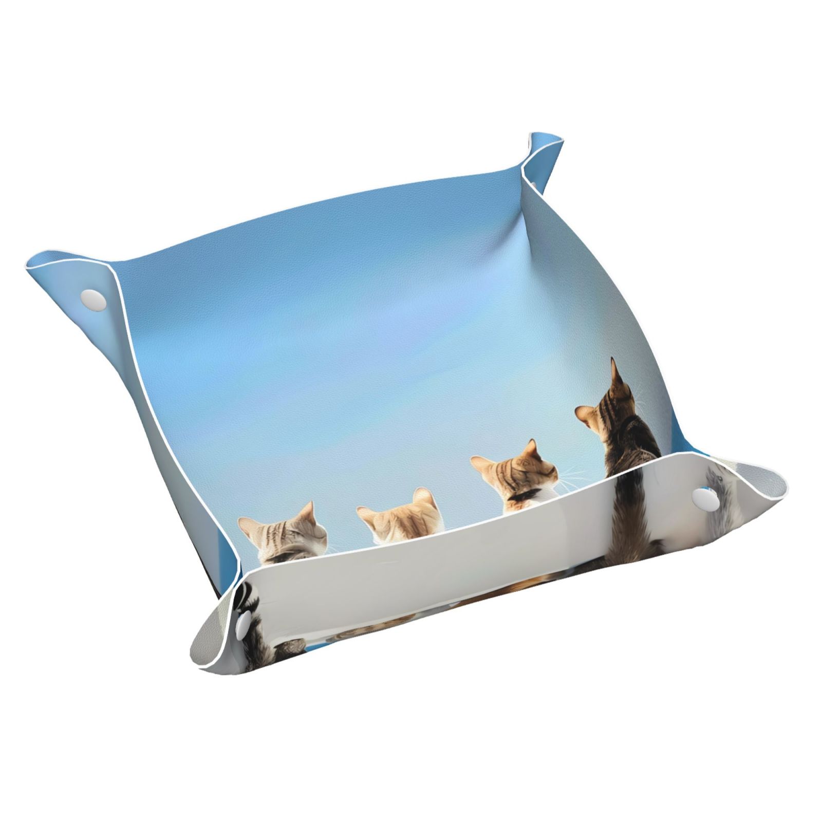 Valet Tray, Cute Cats Watching Ocean Faux Leather Desk Tray Vanity Tray ...
