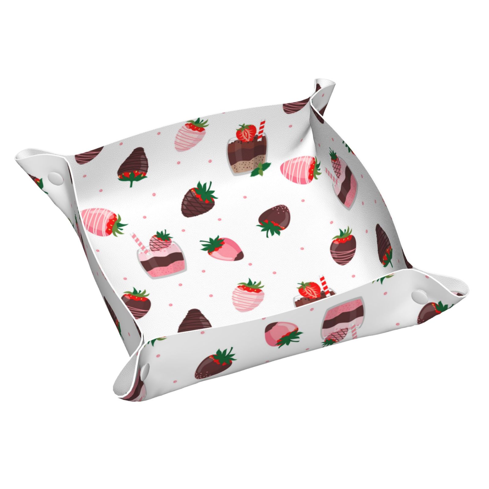 Valet Tray, Cute Chocolate Strawberry Faux Leather Desk Tray Vanity ...