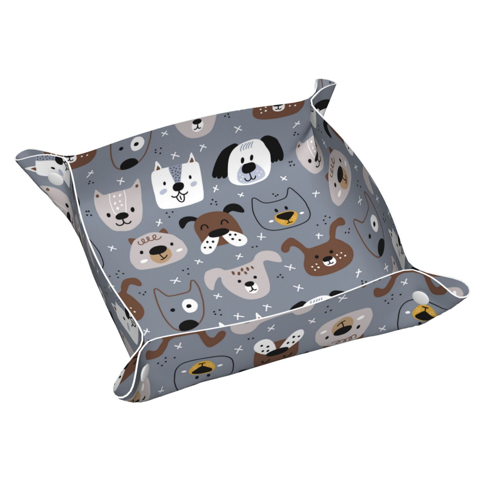 Valet Tray, Cute Dog Faces Faux Leather Desk Tray Vanity Tray Night ...