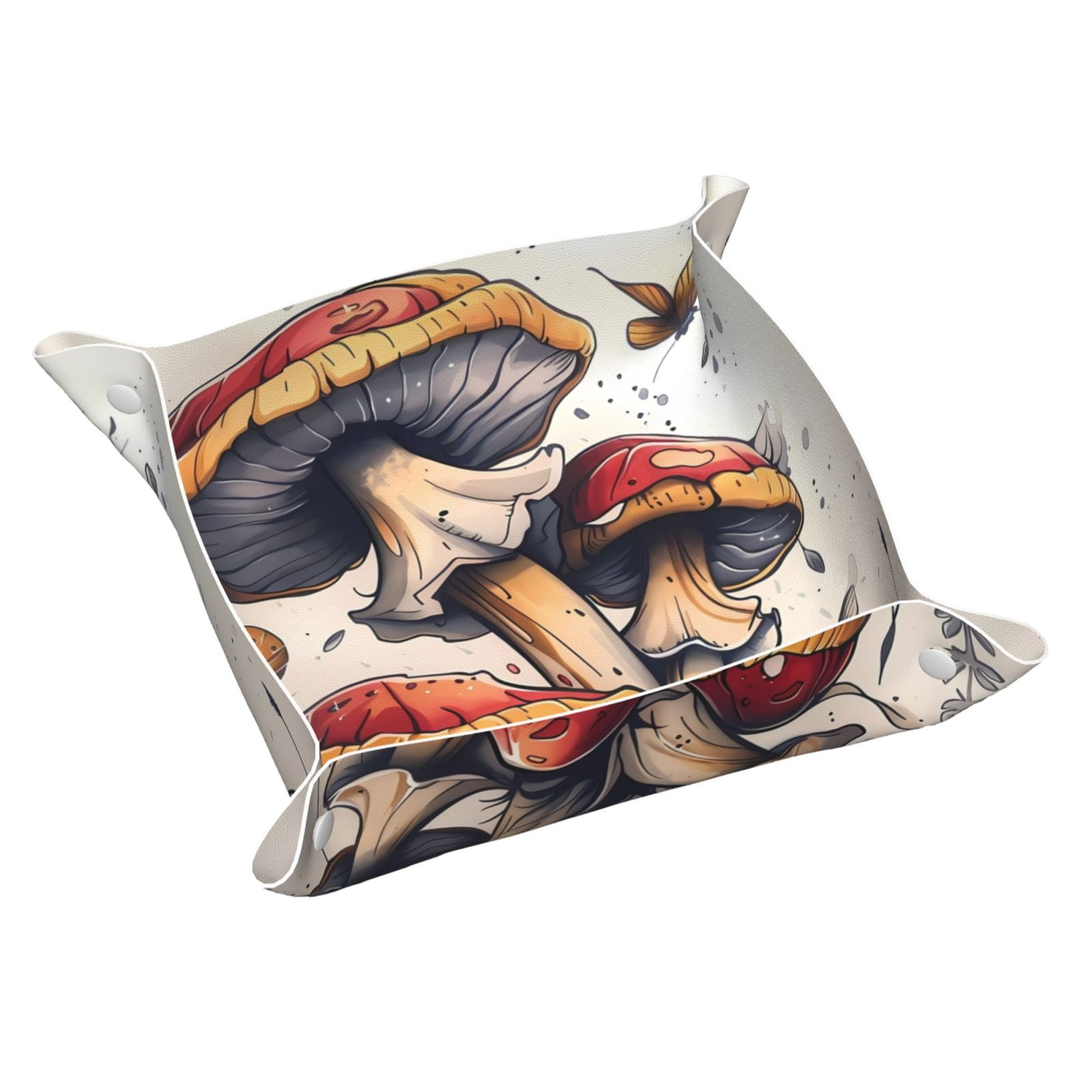 Valet Tray, Cute Forest Mushrooms Faux Leather Desk Tray Vanity Tray ...