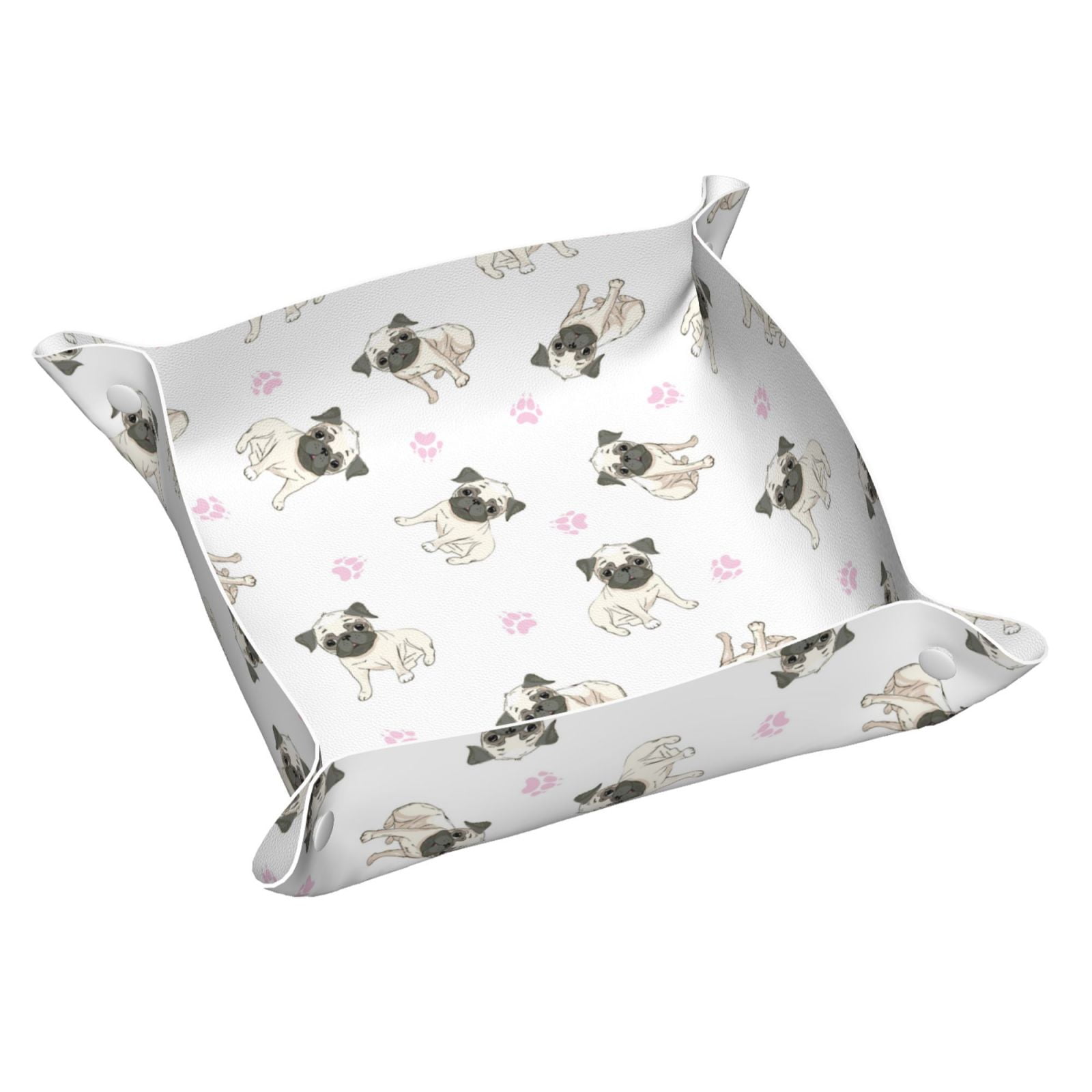 Valet Tray, Cute French Bulldog Cartoon Faux Leather Desk Tray Vanity ...