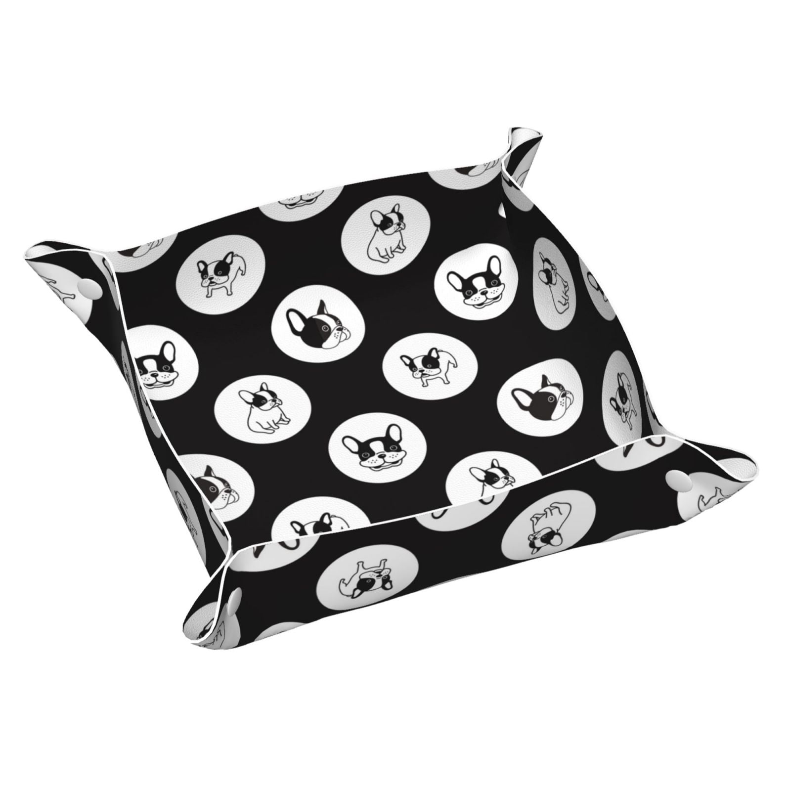 Valet Tray, Cute French Bulldog Funny Faux Leather Desk Tray Vanity ...