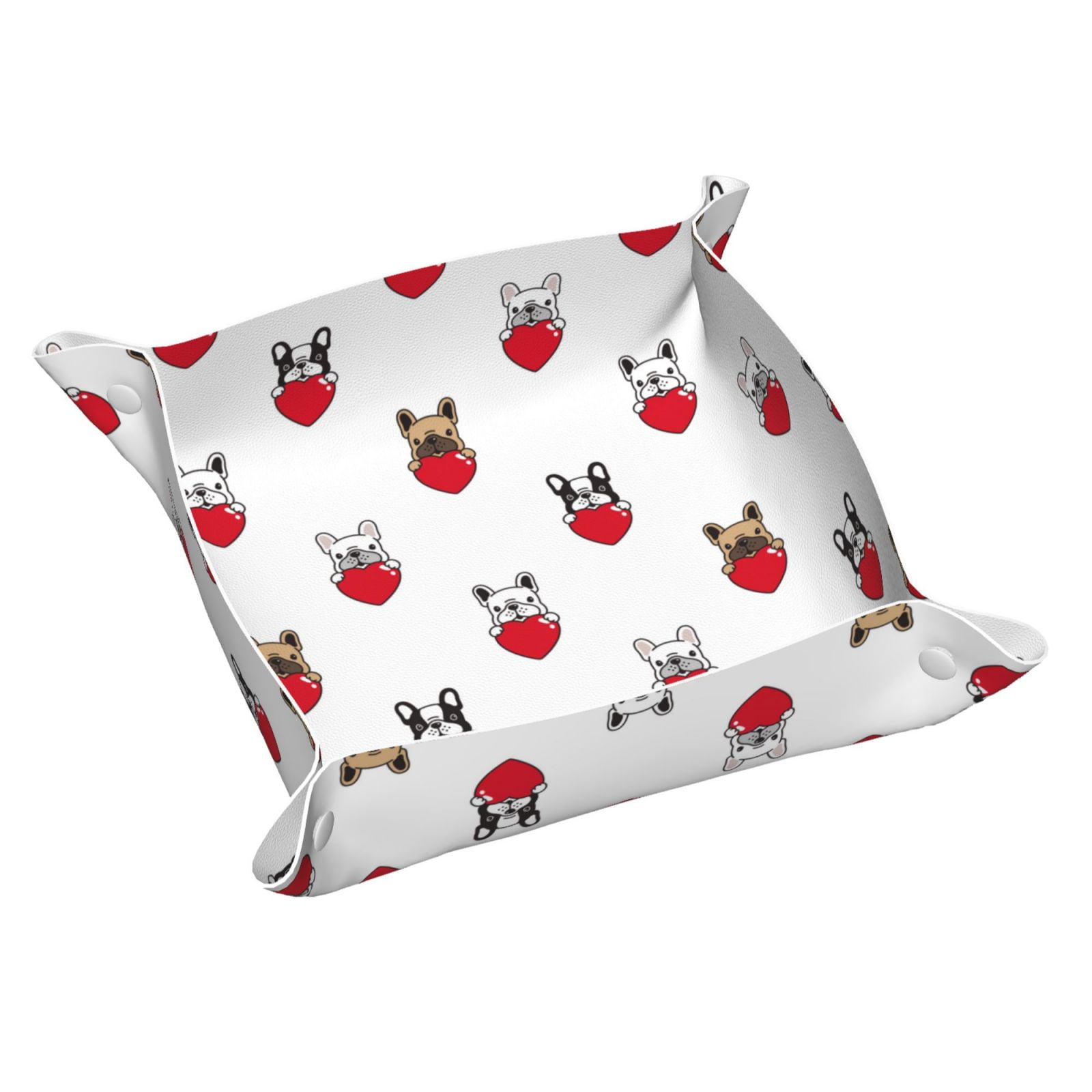 Valet Tray, Cute French Bulldog Love Faux Leather Desk Tray Vanity Tray ...
