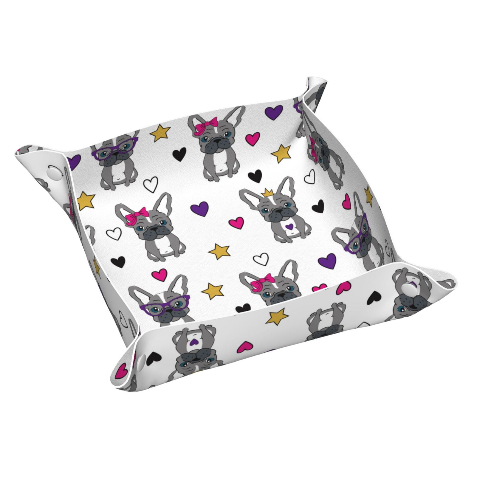 Valet Tray, Cute French Bulldog Love Stars Faux Leather Desk Tray ...