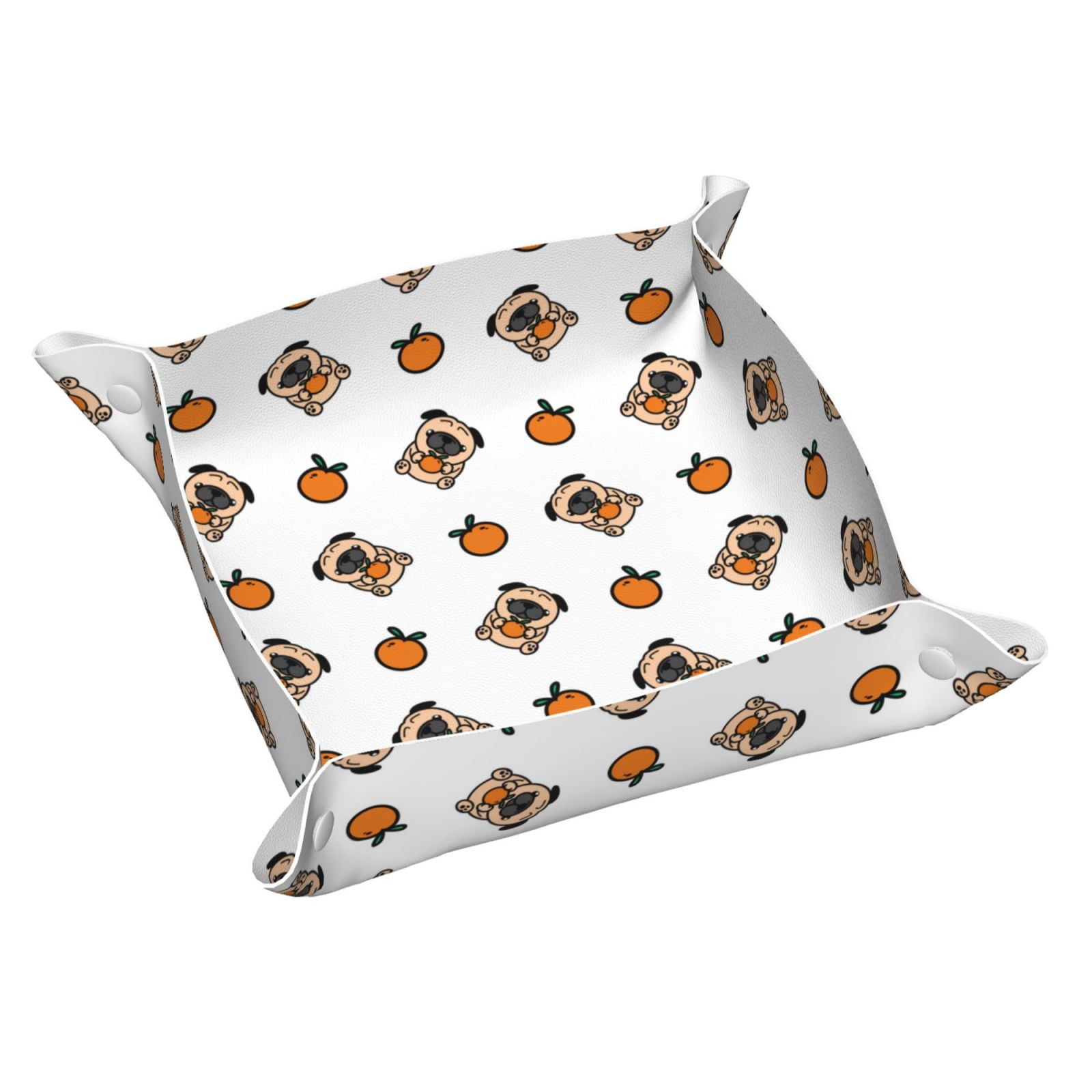 Valet Tray, Cute French Bulldog Orange Faux Leather Desk Tray Vanity ...