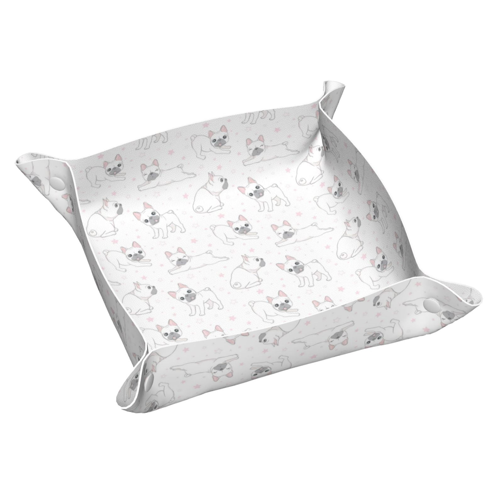 Valet Tray, Cute French Bulldog Stars Faux Leather Desk Tray Vanity ...