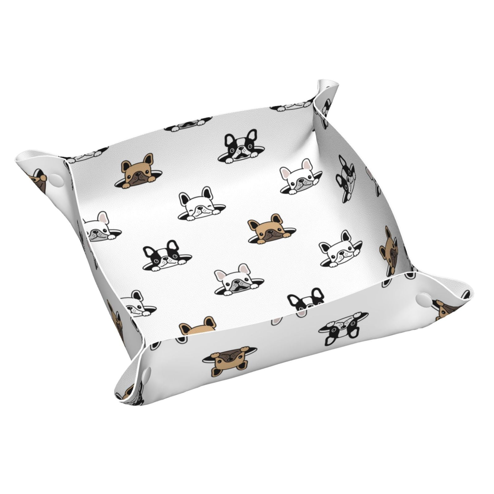 Valet Tray, Cute Funny French Bulldog_A Faux Leather Desk Tray Vanity ...