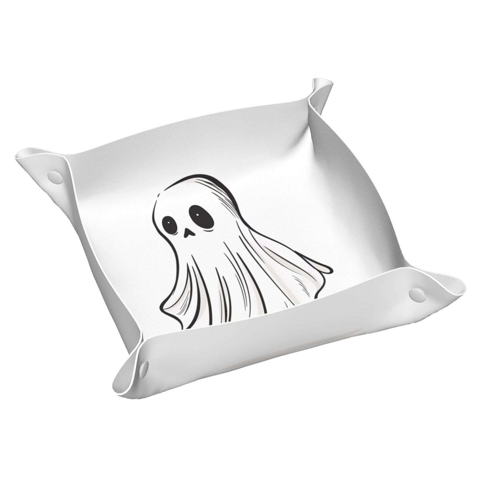 Valet Tray, Cute Ghost Simple Drawing Faux Leather Desk Tray Vanity ...