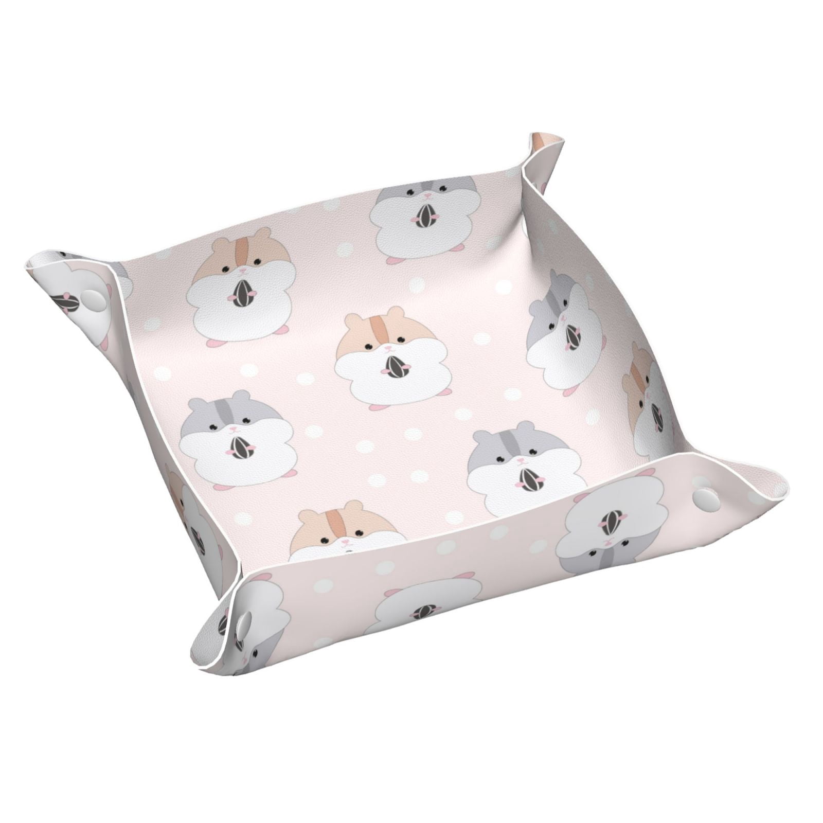 Valet Tray, Cute Hamster Sunflower Seed Pink Faux Leather Desk Tray ...