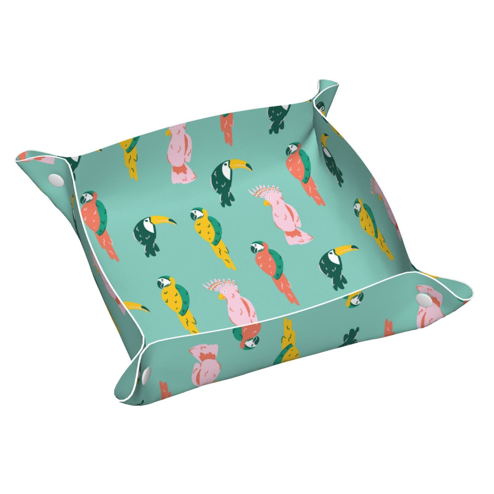 Valet Tray, Cute Macaw Cockatoo Toucan Faux Leather Desk Tray Vanity ...