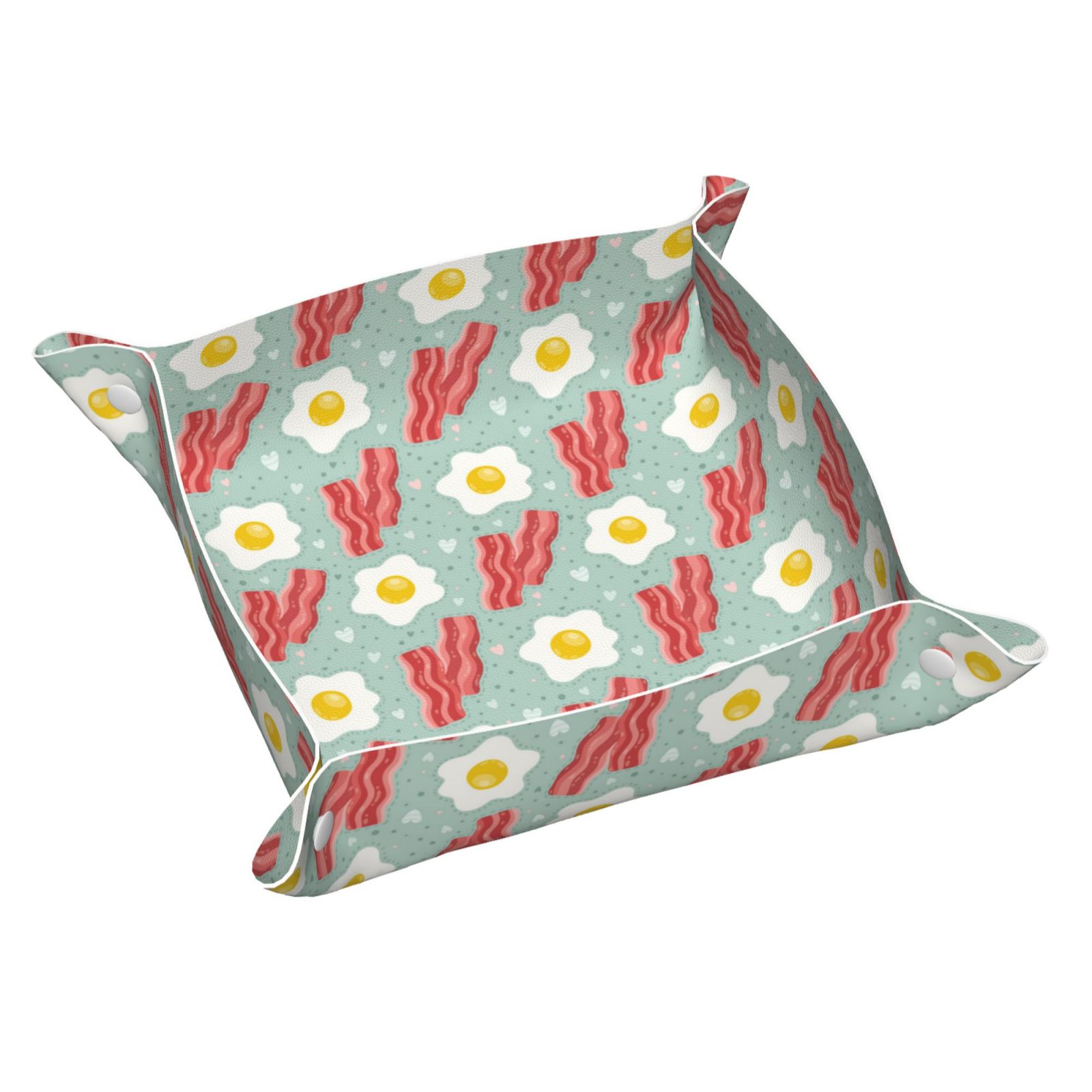 Valet Tray, Cute Omelette Bacon Faux Leather Desk Tray Vanity Tray ...