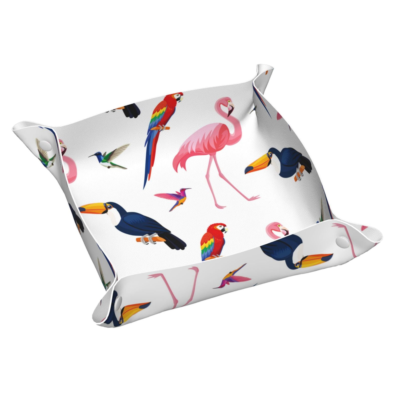 Valet Tray, Cute Parrot Flamingo Toucan Bird Faux Leather Desk Tray ...
