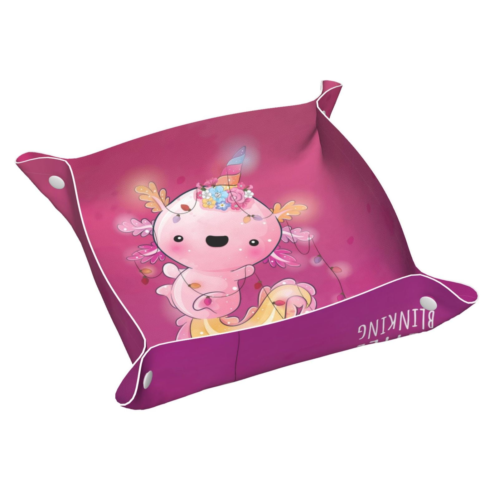 Valet Tray, Cute Pink Axolotl A Faux Leather Desk Tray Vanity Tray ...