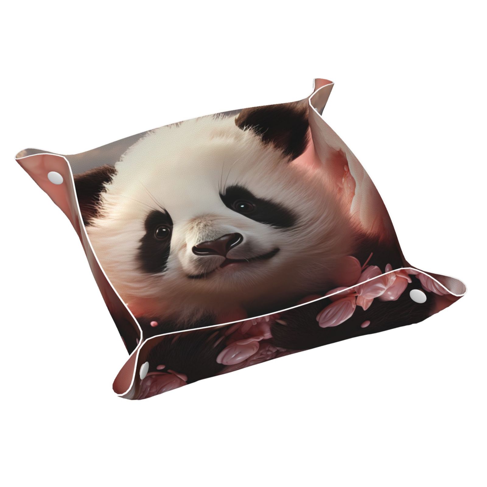 Valet Tray, Cute Pink Cloud Panda Faux Leather Desk Tray Vanity Tray ...