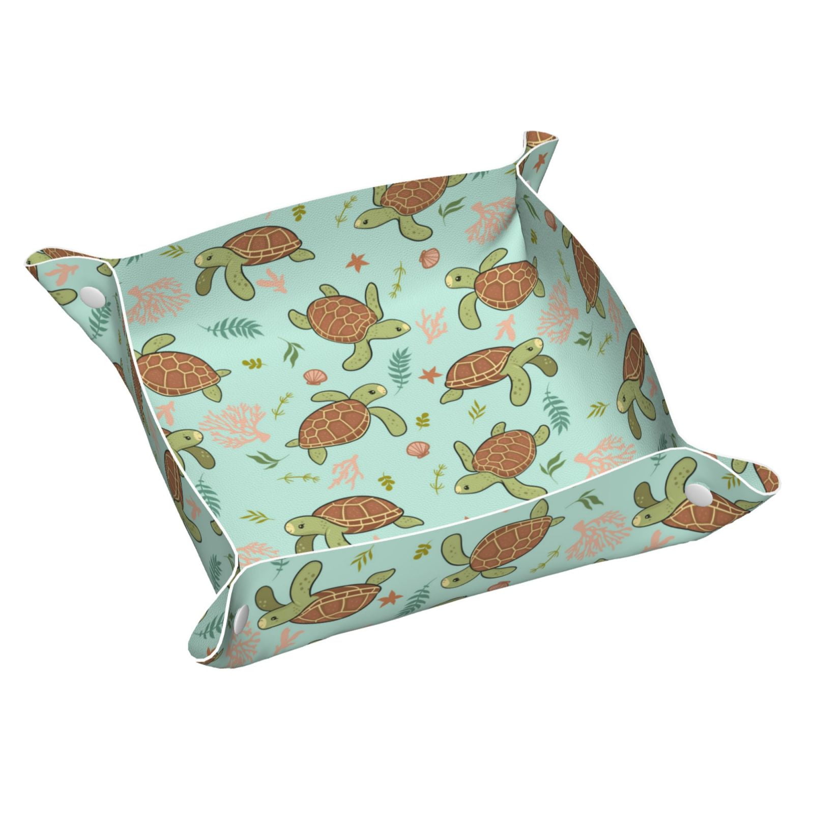 Valet Tray, Cute Sea Turtles Faux Leather Desk Tray Vanity Tray Night ...