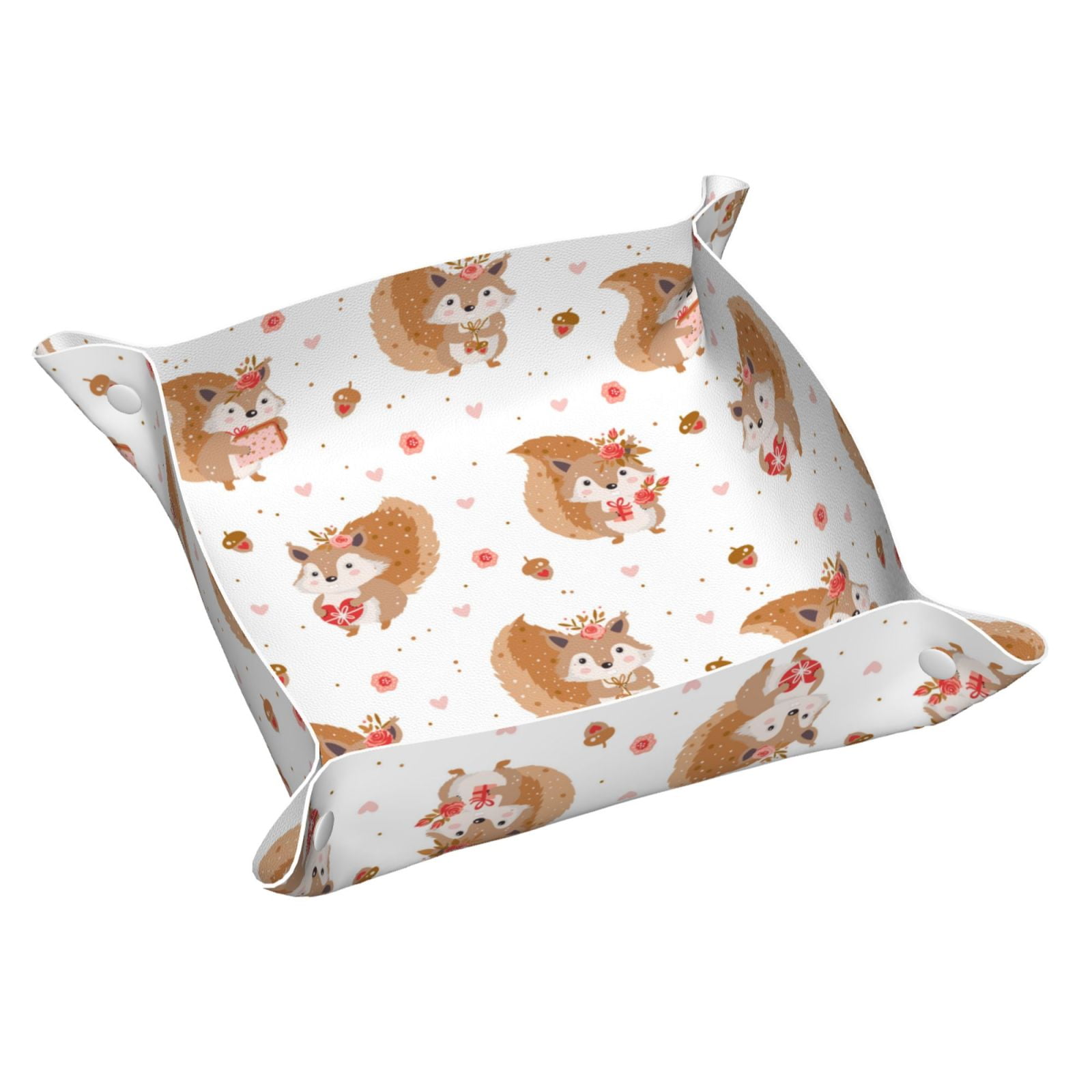 Valet Tray, Cute Squirrel Cartoon Love Faux Leather Desk Tray Vanity ...