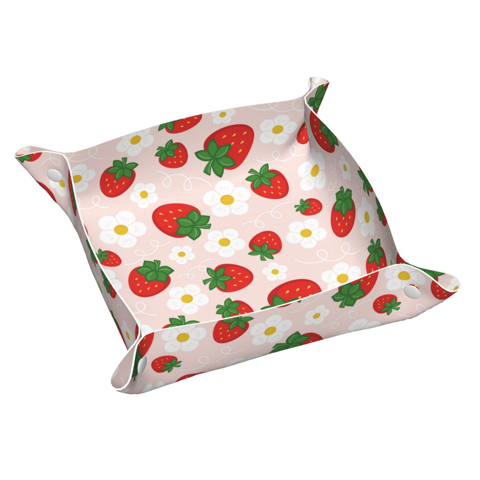 Valet Tray, Cute Strawberry Faux Leather Desk Tray Vanity Tray Night ...