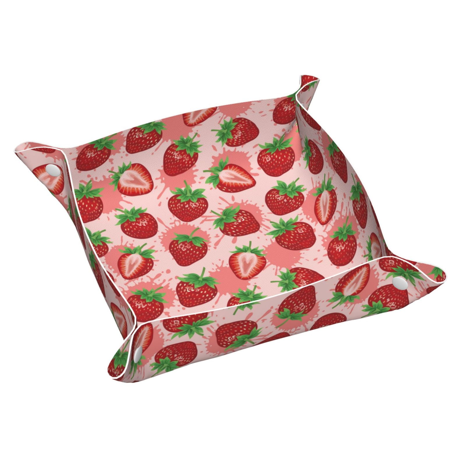 Valet Tray, Cute Strawberry Juice Faux Leather Desk Tray Vanity Tray ...
