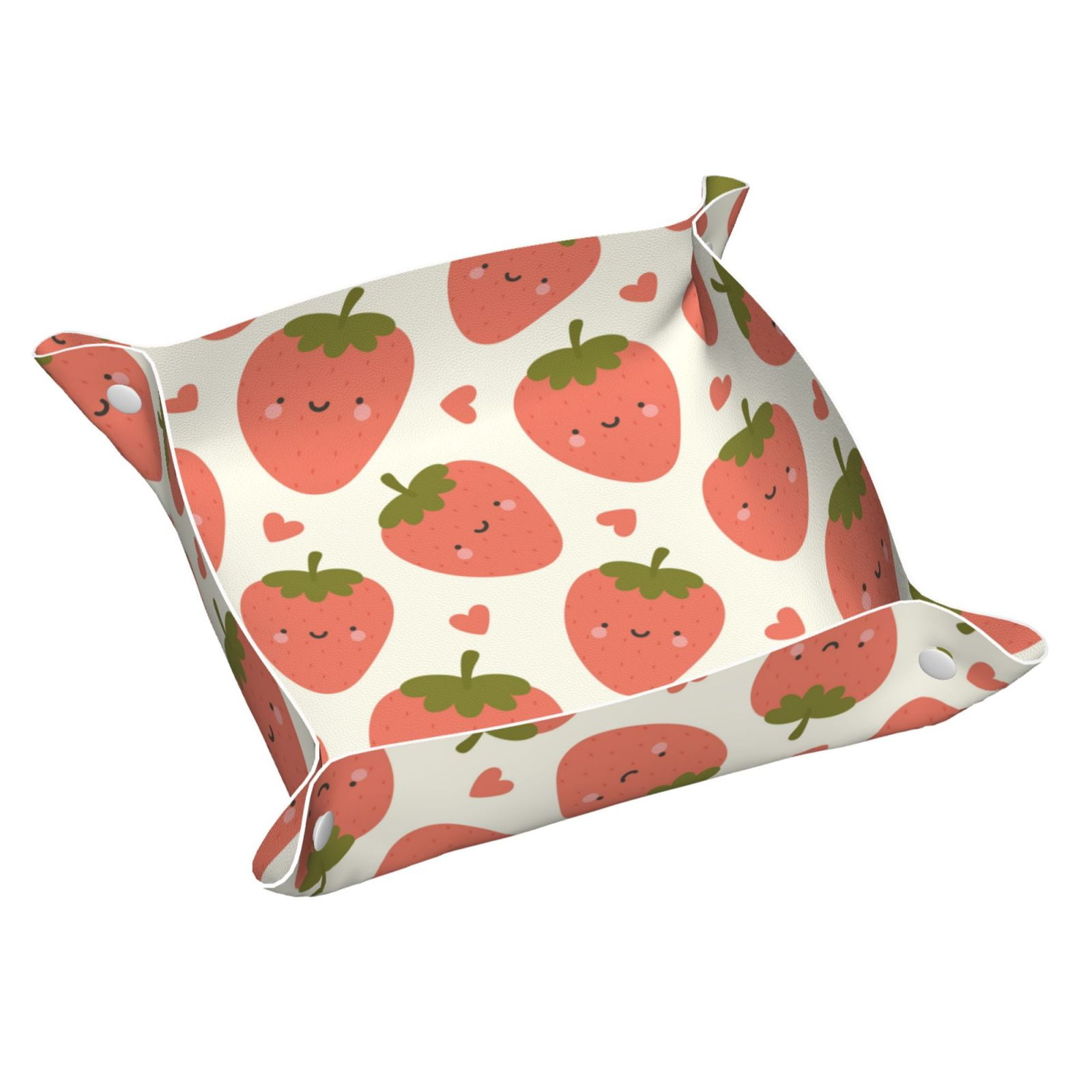 Valet Tray, Cute Strawberry Red Love Faux Leather Desk Tray Vanity Tray ...