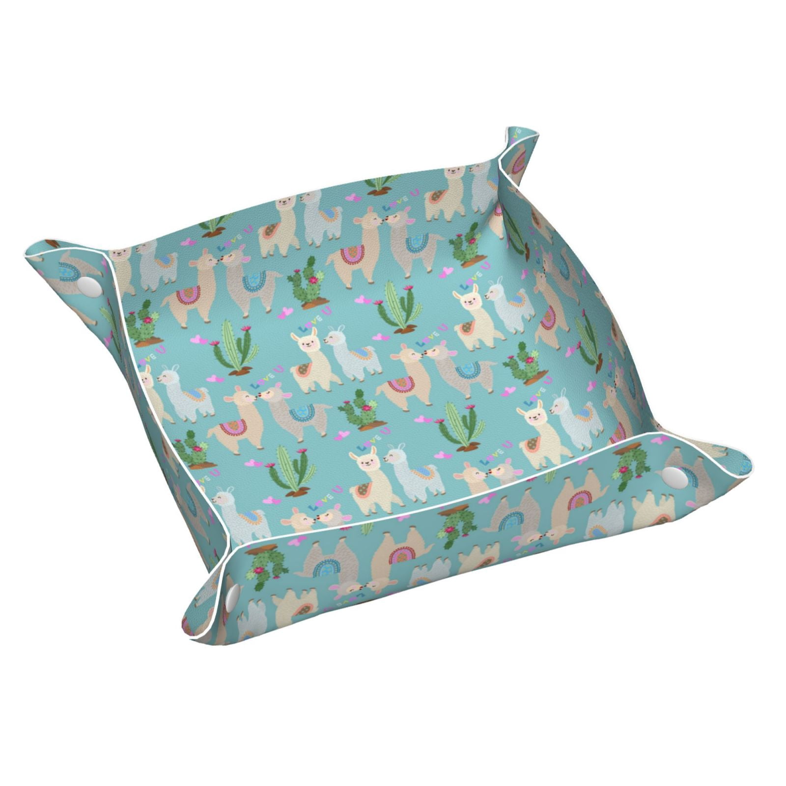 Valet Tray, Cute alpaca Lamas cactus heart Faux Leather Desk Tray ...