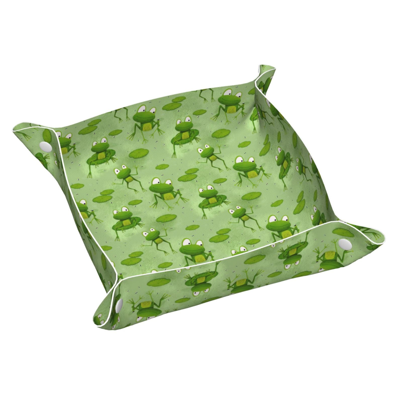 Valet Tray, Cute cartoon frogs water lily Faux Leather Desk Tray Vanity ...