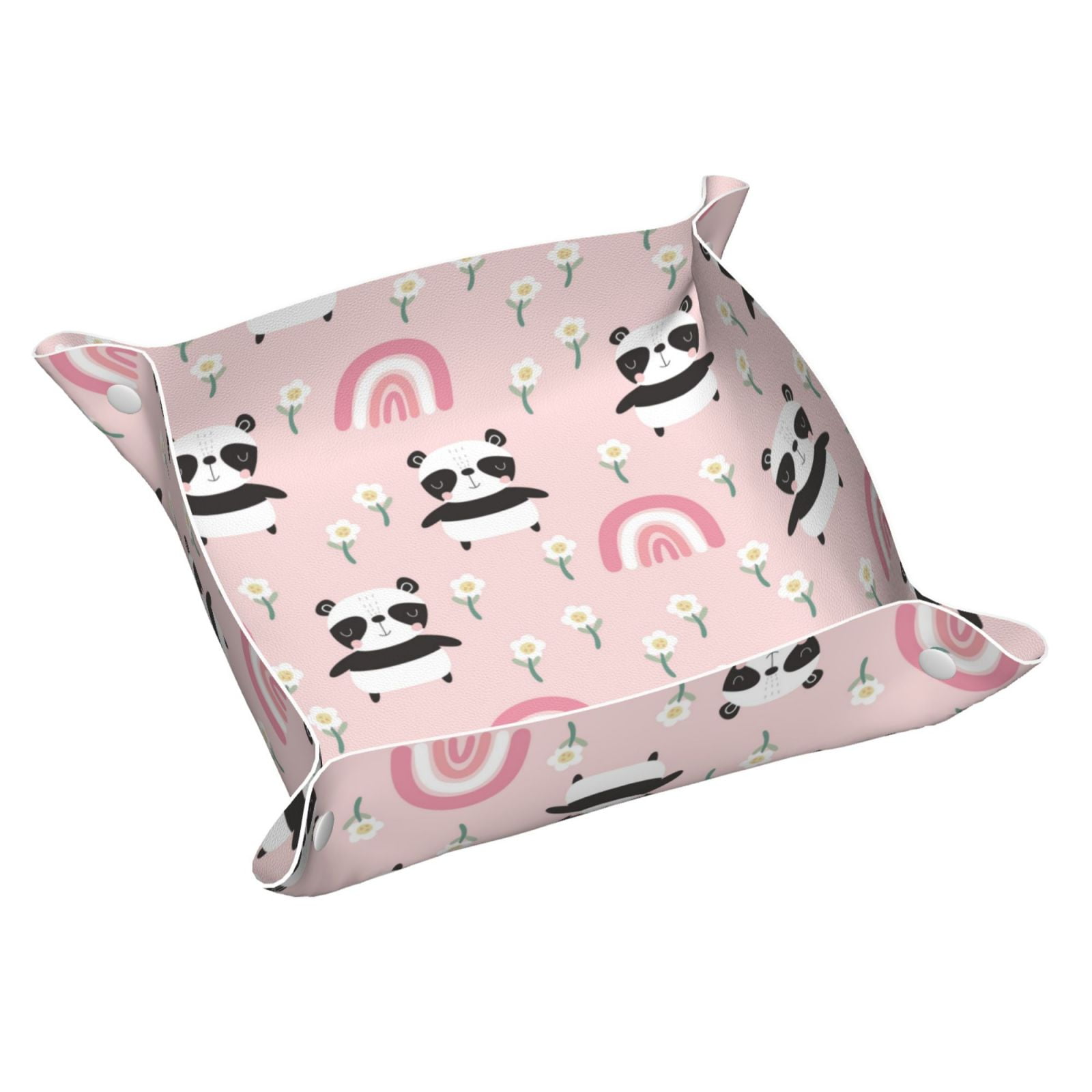 Valet Tray, Cute cartoon panda Faux Leather Desk Tray Vanity Tray Night ...