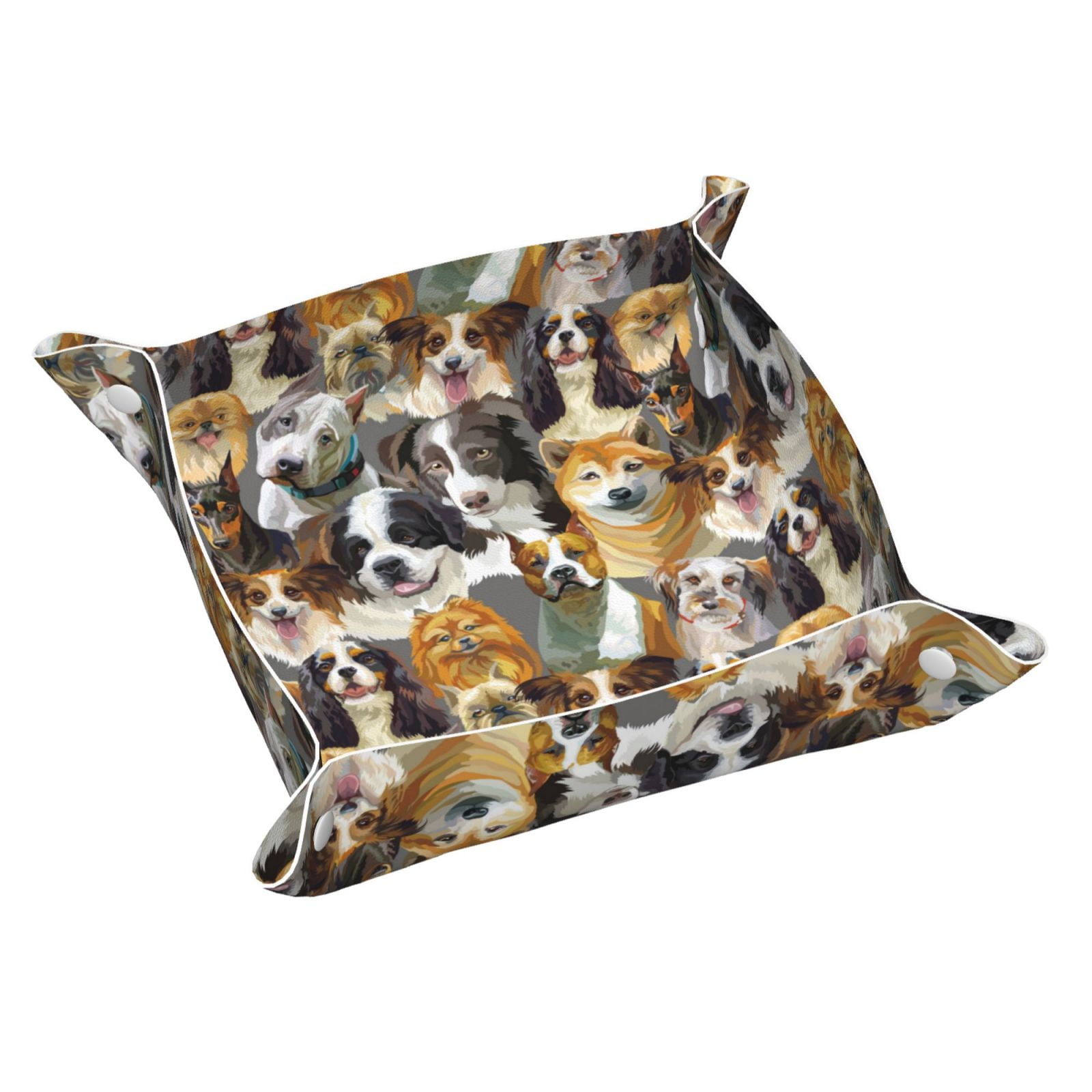 Valet Tray, Cute dog J Faux Leather Desk Tray Vanity Tray Night Stand ...