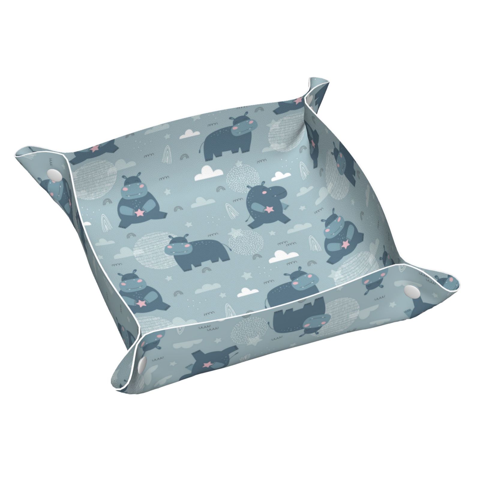 Valet Tray, Cute hippopotamus Faux Leather Desk Tray Vanity Tray Night ...