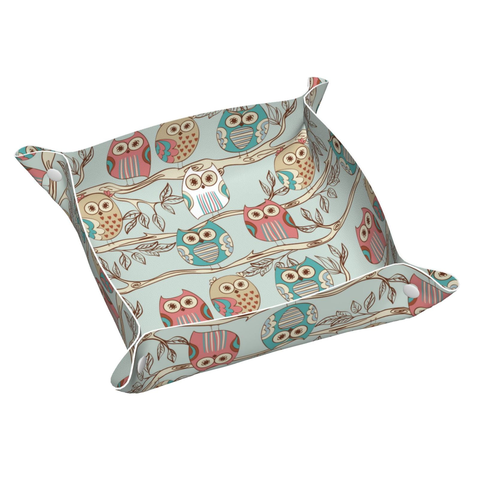Valet Tray, Cute owl Faux Leather Desk Tray Vanity Tray Night Stand ...